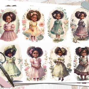 African American Cottage Girl Scrapbook Sheet 8.5 X 11 in - Etsy