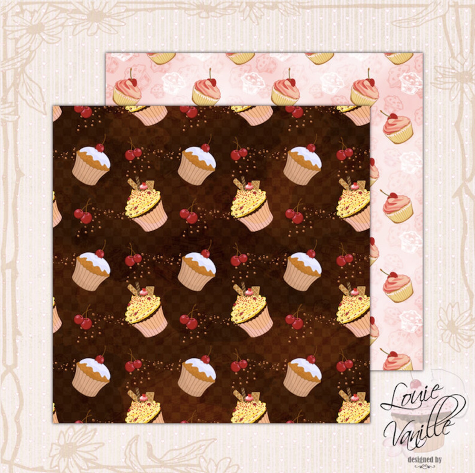 Tea Party Digital Paper Pack Cupcake Digital Paper Tea Party - Etsy