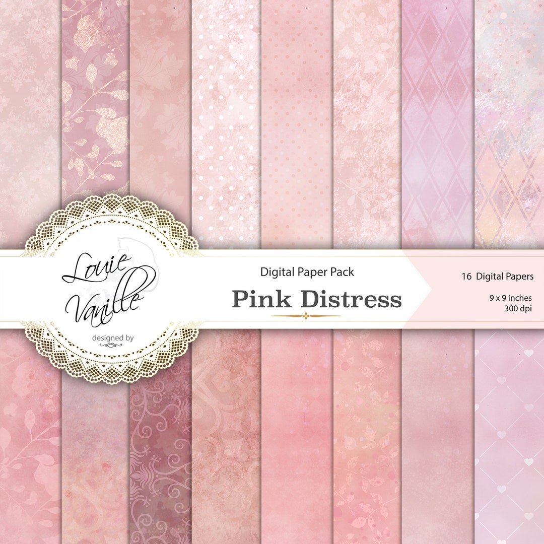 Pink Distressed Digital Paper: Seamless Shabby Textures (digital ...