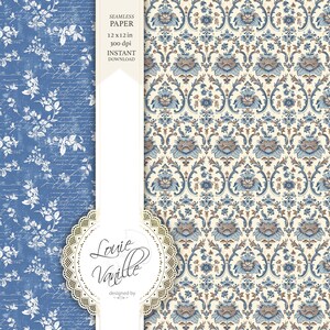 Antique Blue Digital Paper: Seamless Distressed Patterns (digital ...