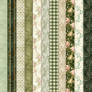 Vintage Green Digital Paper: 100 Seamless Scrapbook Backgrounds ...