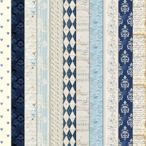 Vintage Blue Digital Papers, 100 Seamless Blue Background Papers, Blue ...