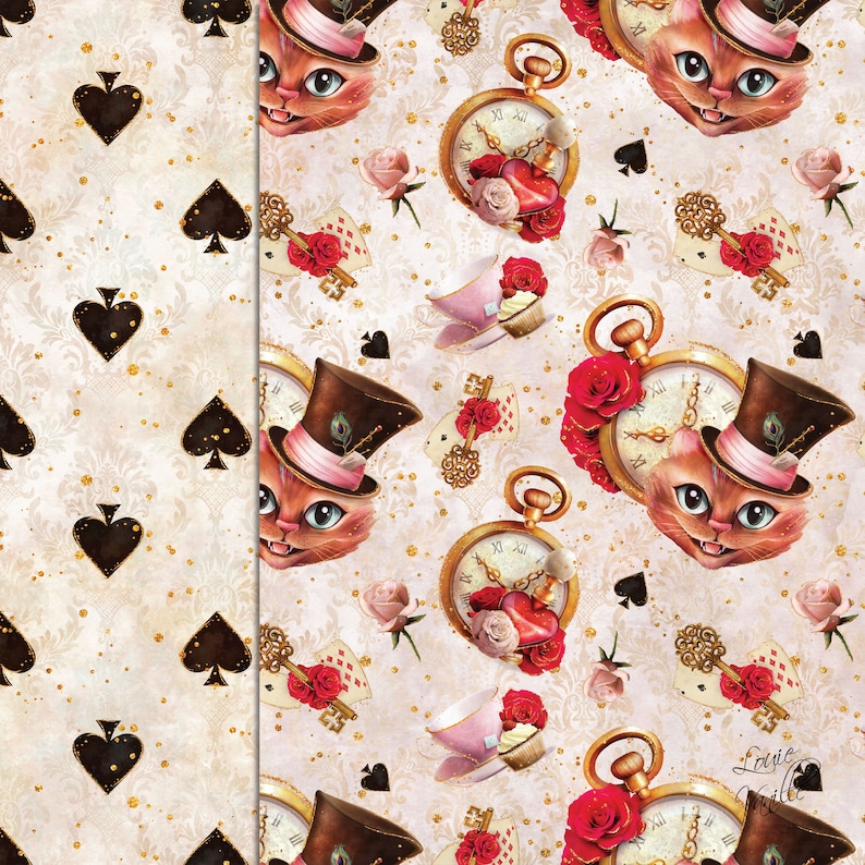 Alice in Wonderland Seamless Digital Paper Fantasy Paper Kit - Etsy