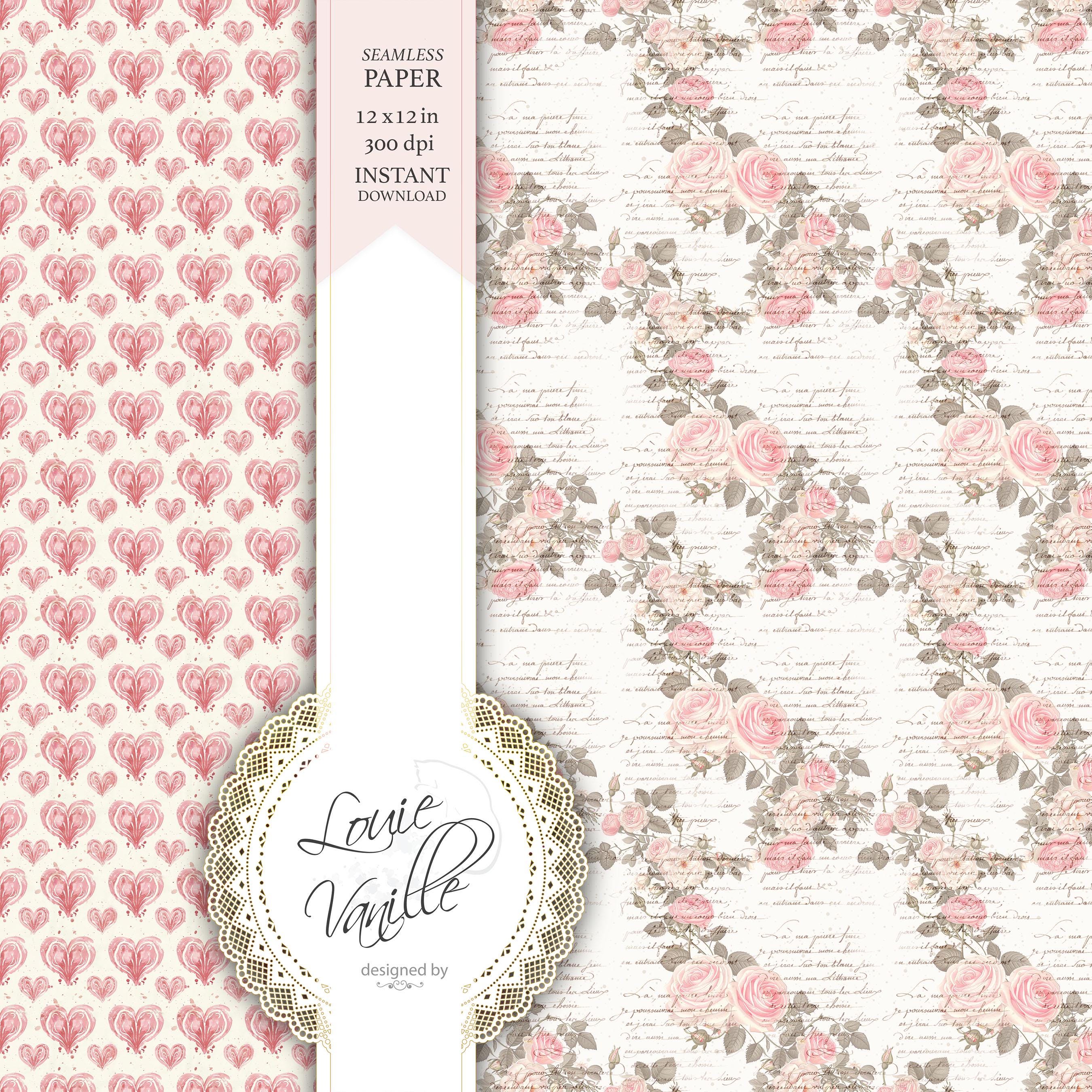 Pink Vintage Romance Digital Paper Pack: Seamless Shabby Textures ...