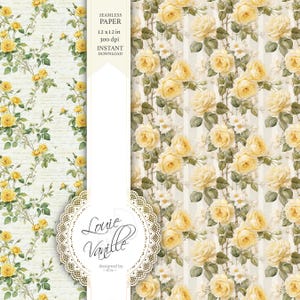 Yellow Roses Digital Paper Pack: Seamless Shabby Chic Backgrounds ...