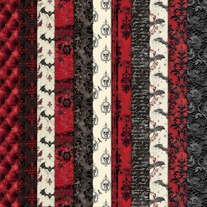 Gothic Halloween Distressed Digital Paper Pack, Black and Red Seamless ...