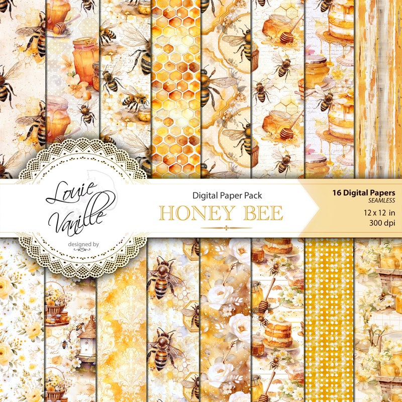 Bee Digital Paper - Etsy