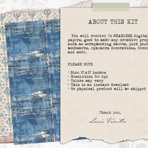 Antique Blue Digital Paper: Seamless Distressed Patterns (digital ...