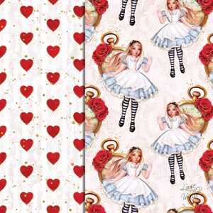 Alice in Wonderland Seamless Digital Paper, Fantasy Paper Kit ...