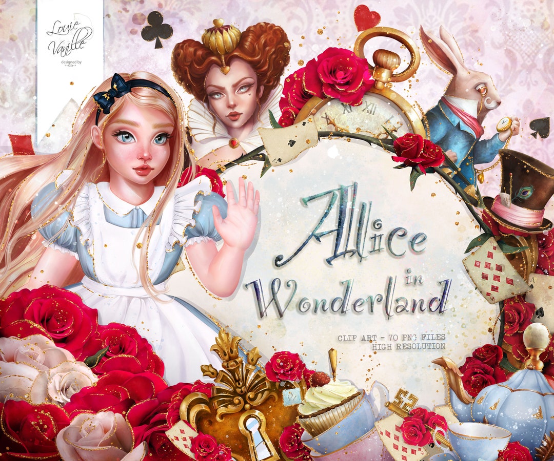 Alice in Wonderland Clip Art Alice Nursery Graphics Alice Junk Journal ...