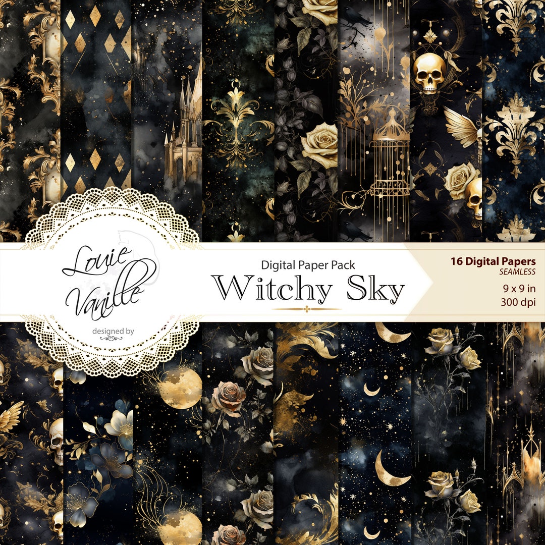 Witch Digital Paper Pack, Halloween SEAMLESS Background Paper Set ...
