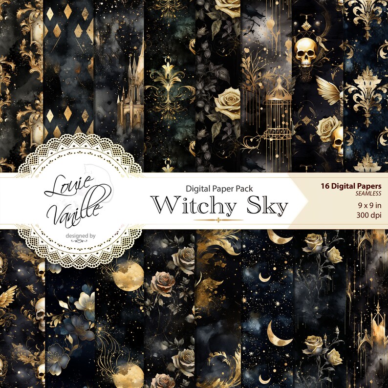 Witch Digital Paper Pack, Halloween SEAMLESS Background Paper Set ...