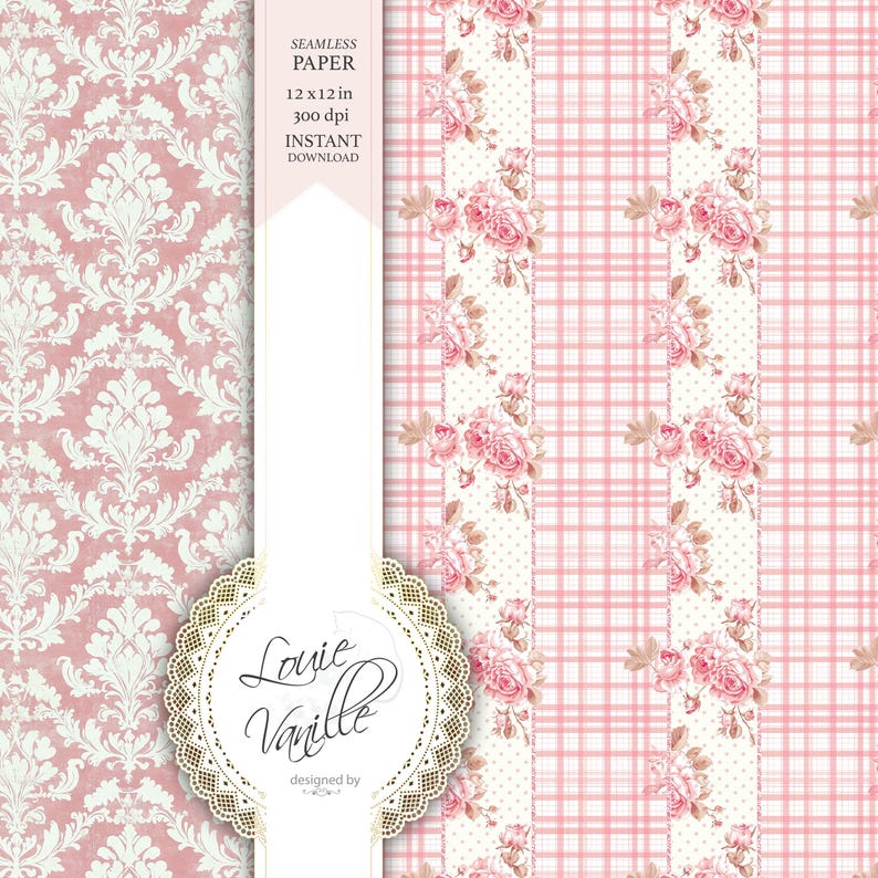 Pink Vintage Romance Digital Paper Pack: Seamless Shabby Textures ...
