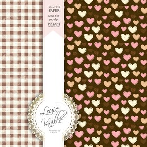 Chocolate Strawberry Digital Paper Pack, Vintage Scrapbook Patterns ...