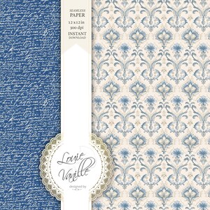 Antique Blue Digital Paper: Seamless Distressed Patterns (digital ...