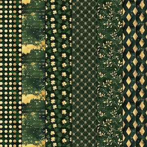 Green and Gold Digital Paper, SEAMLESS Distressed Patterns ...