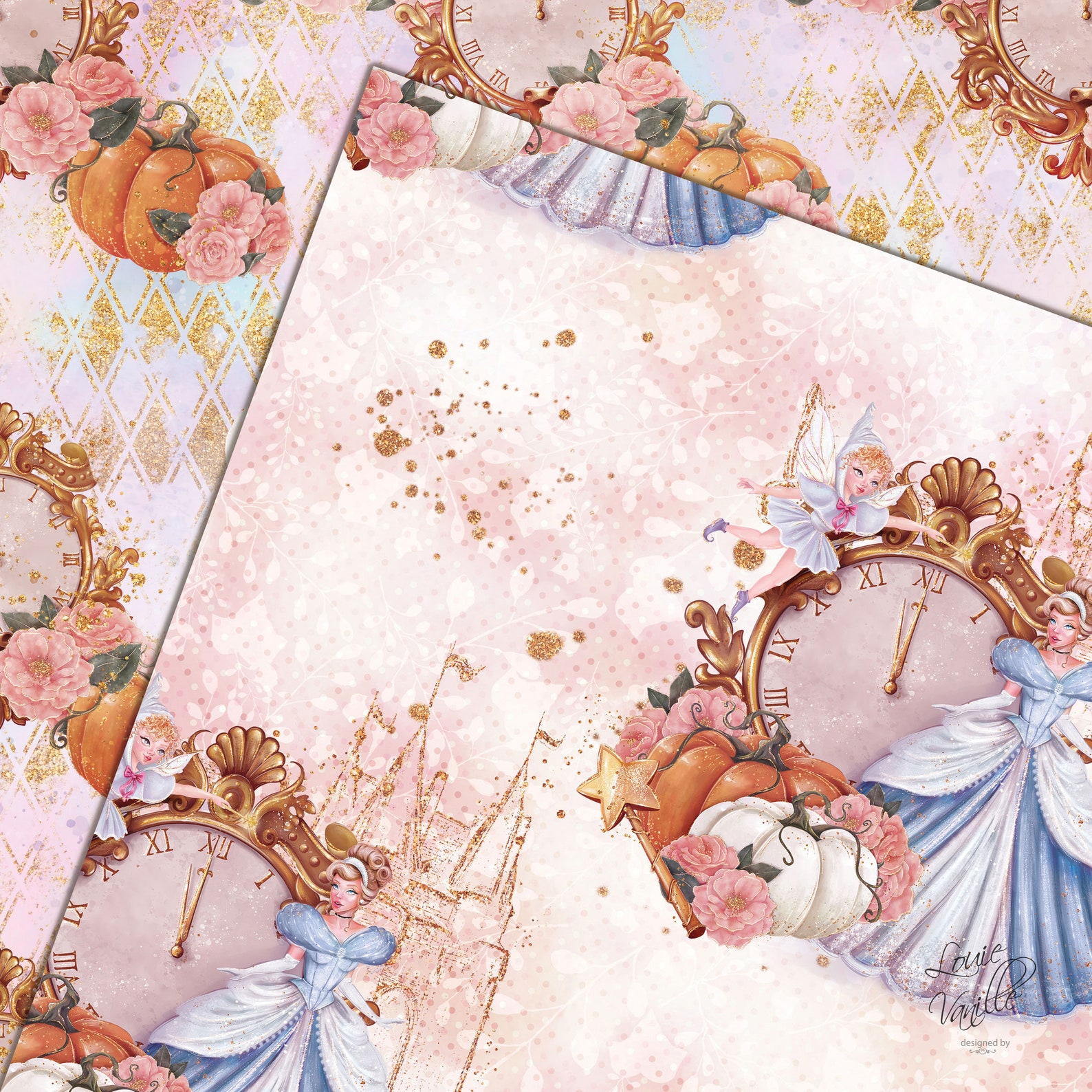 Cinderella Digital Paper Pack Princess Paper Pack Fairy Tale - Etsy