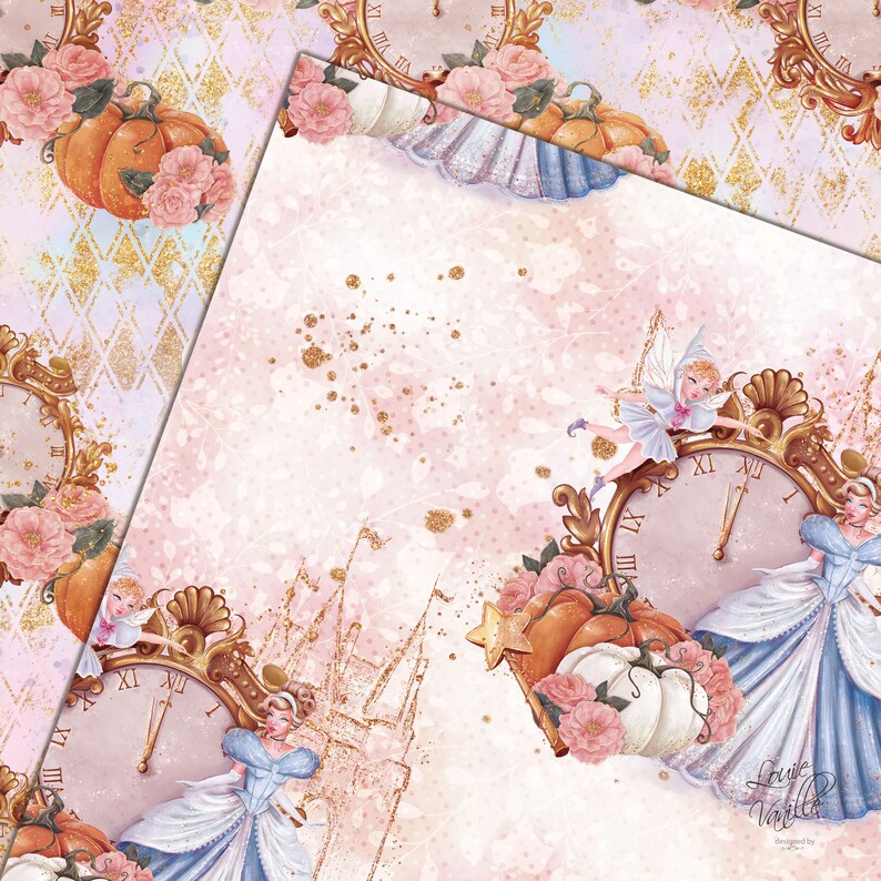 Cinderella Digital Paper Pack Princess Paper Pack Fairy Tale - Etsy