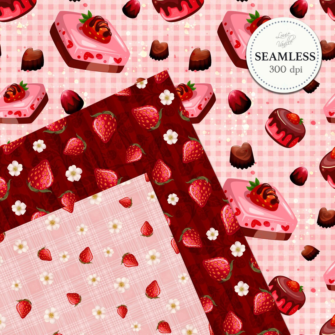 Strawberry SEAMLESS Digital Paper Strawberry Graphics - Etsy