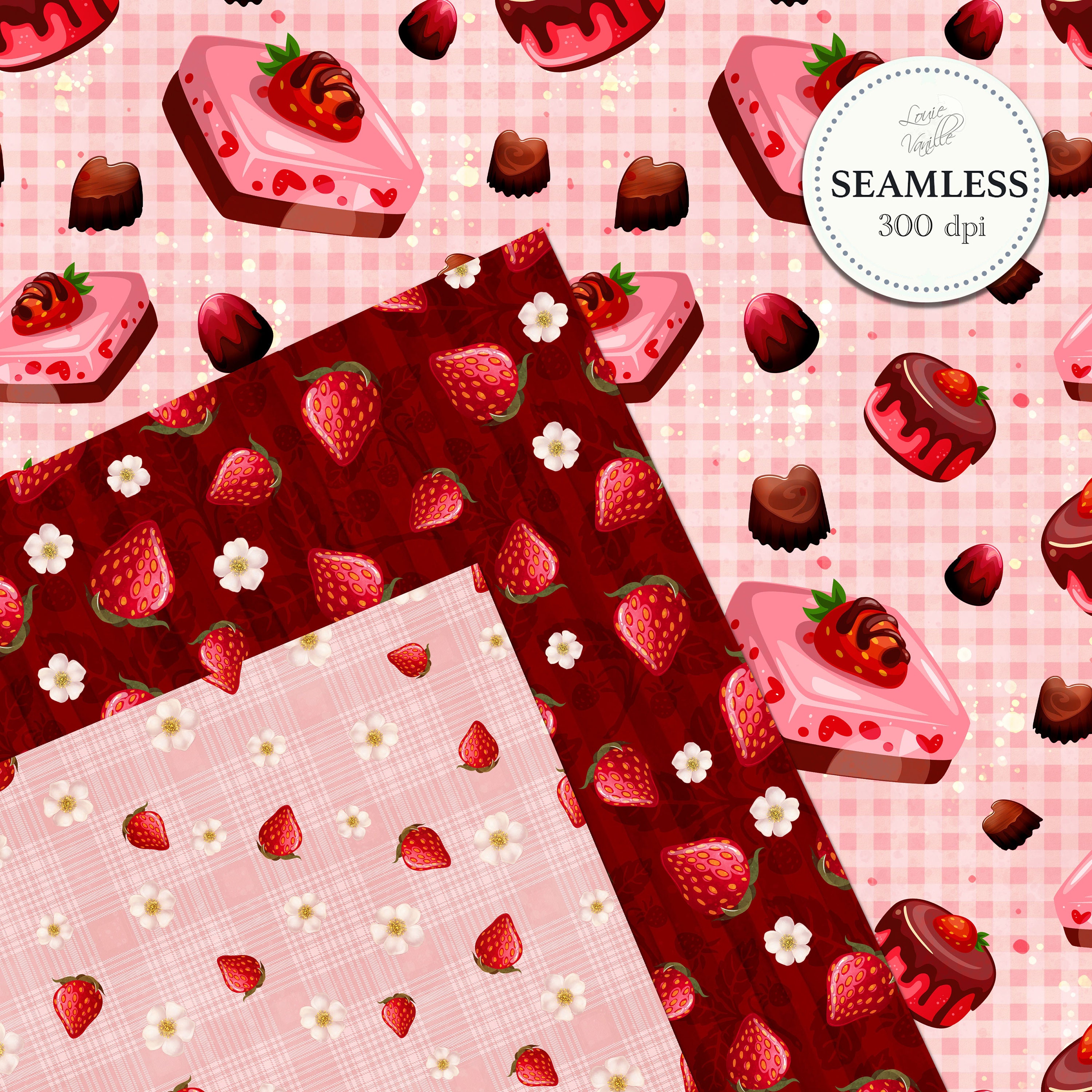 Strawberry SEAMLESS Digital Paper Strawberry Graphics - Etsy