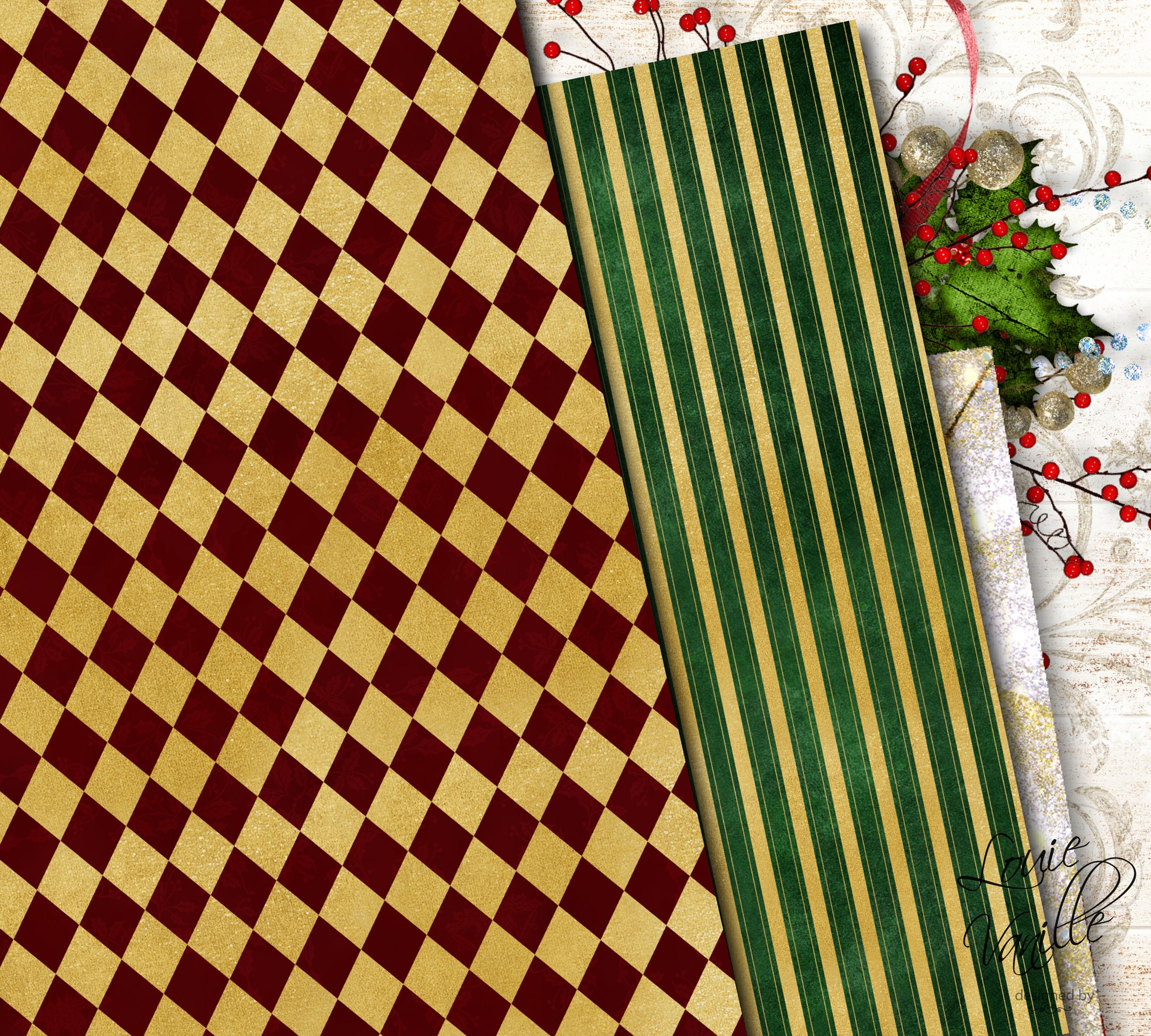 Golden Christmas Digital Paper Christmas Digital Paper - Etsy