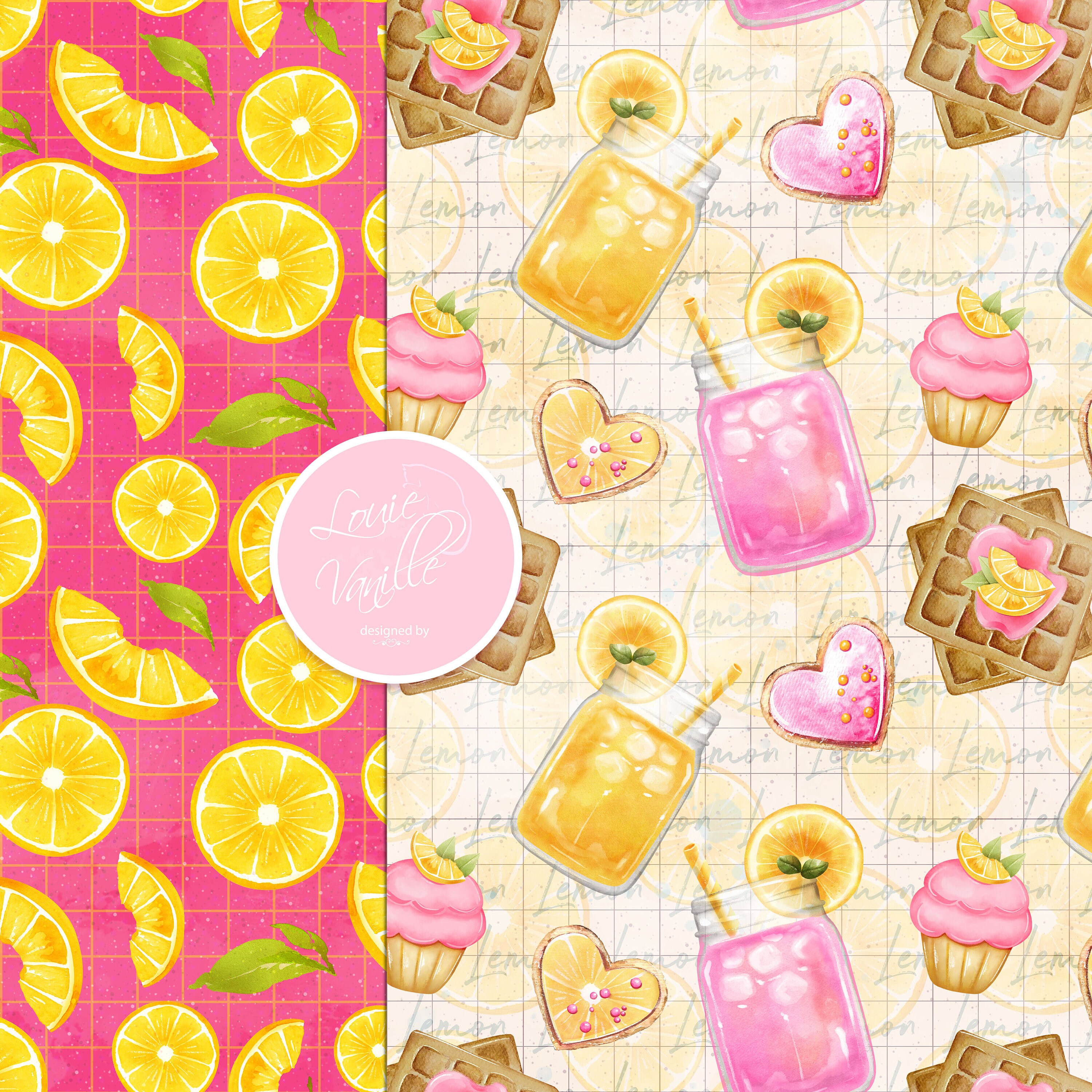 Lemon Digital Paper Pink Lemonade Watercolor SEAMLESS - Etsy