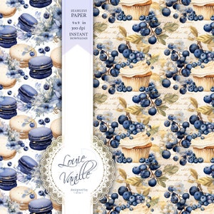 Blueberry Gold Digital Paper Pack: Watercolor Scrapbook Printables ...