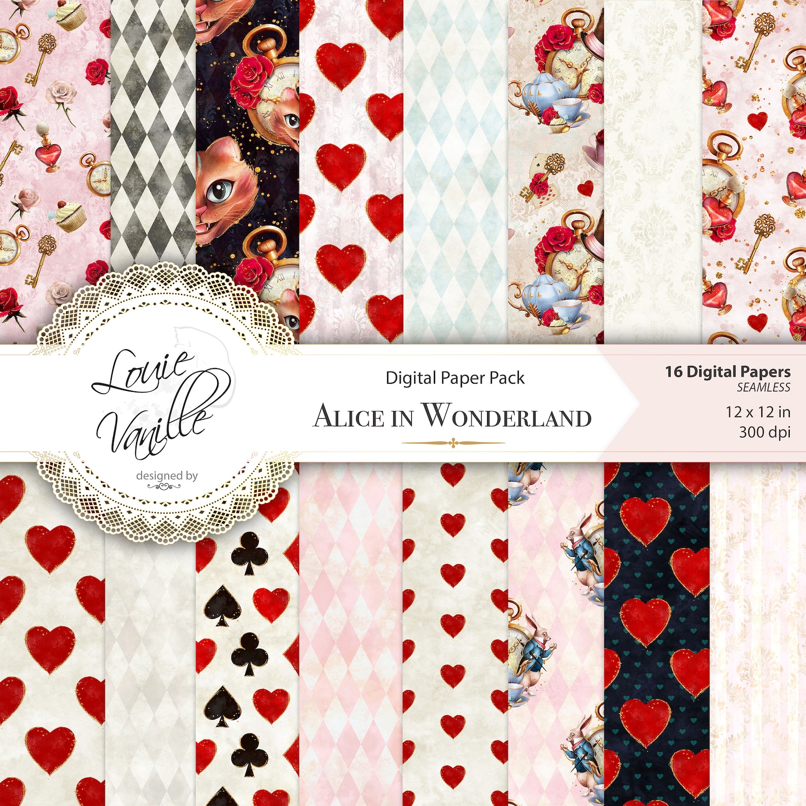 Alice in Wonderland Seamless Digital Papers Fantasy - Etsy