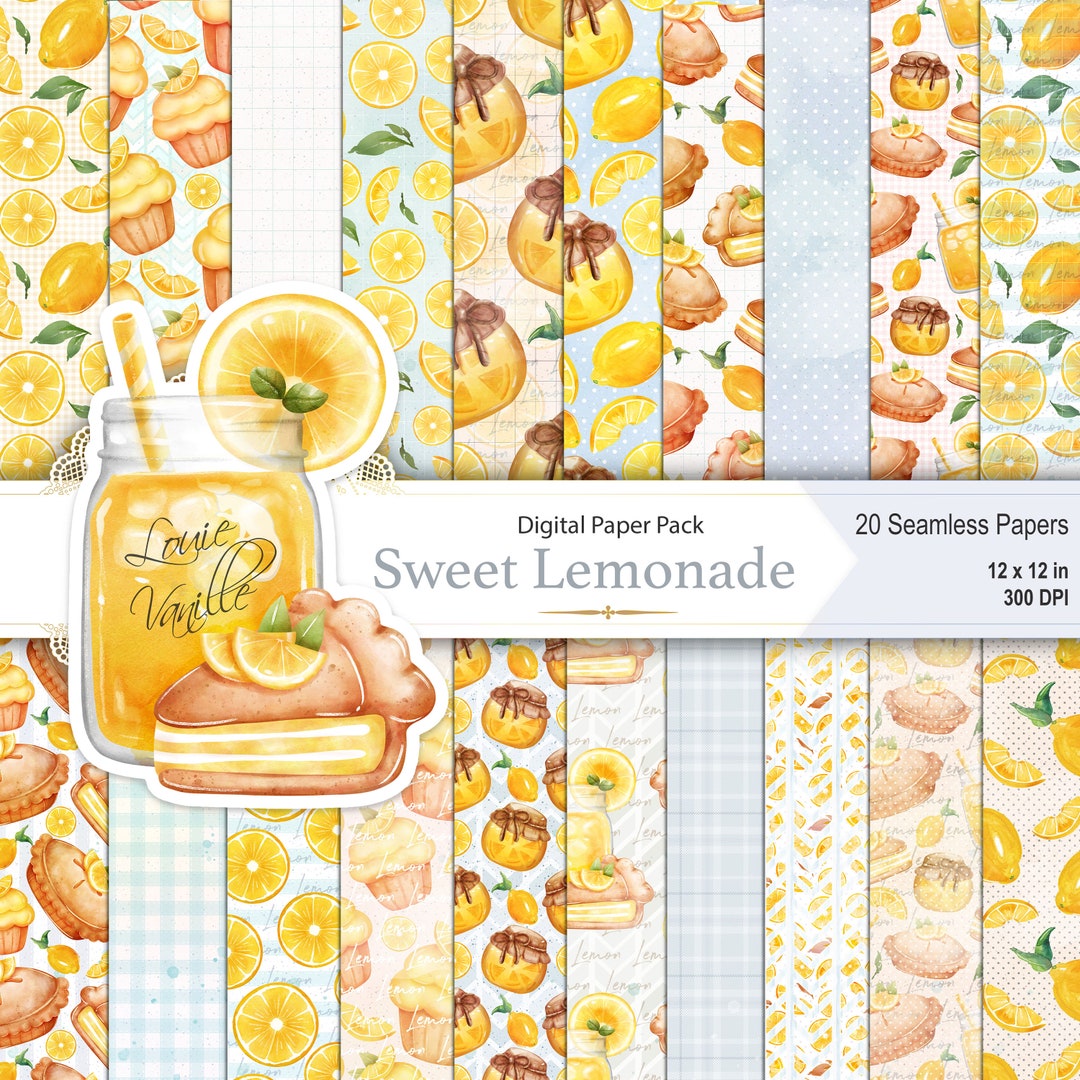 Lemon Digital Paper, SEAMLESS Scrapbook Sheet, 20 Patterns - Etsy