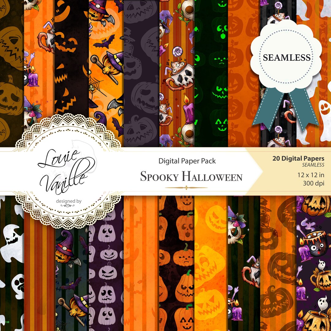Halloween Digital Paper Pack, Trick or Treat Graphics, Scrapbooking ...