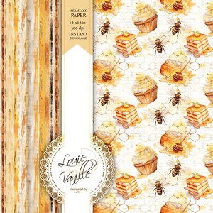 Honey Bee Digital Paper SEAMLESS, Spring Vintage Papers, Scrapbooking ...