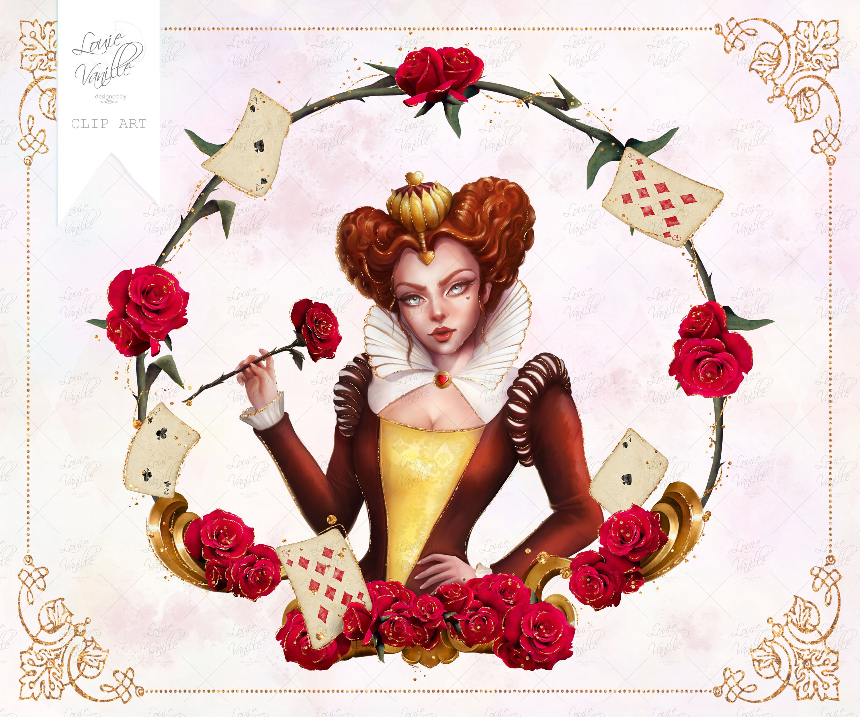 Alice in Wonderland Clip Art Alice Graphics Queen of Hearts - Etsy