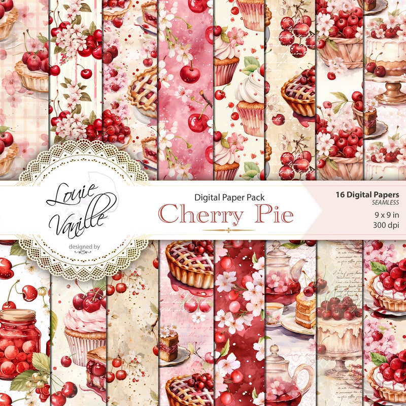 Cherry Digital Paper - Etsy