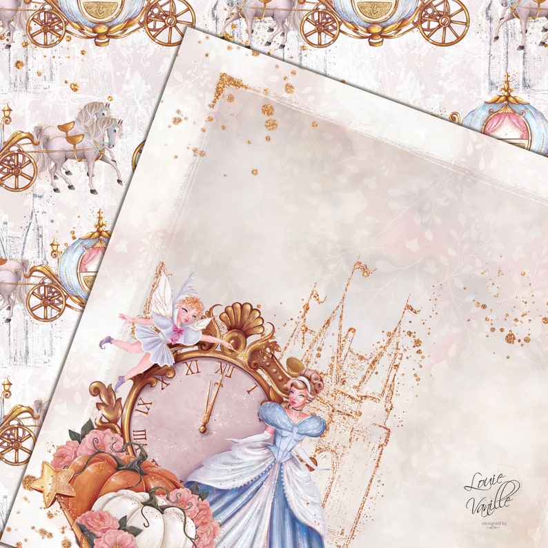 Cinderella Digital Paper Pack Princess Paper Pack Fairy Tale - Etsy