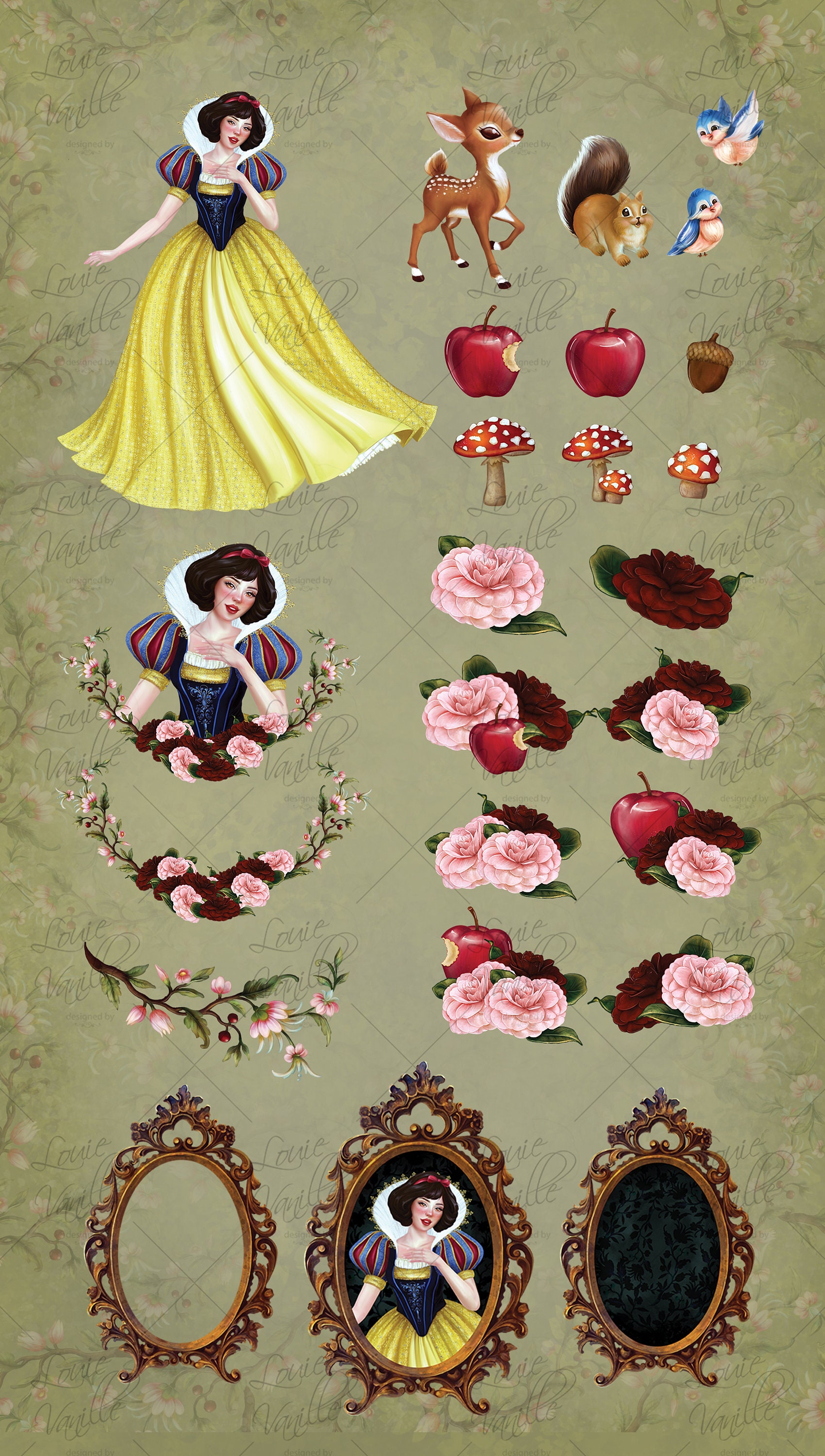 Snow White Clip Art Snow White graphics Fairy Tale Clip Art | Etsy