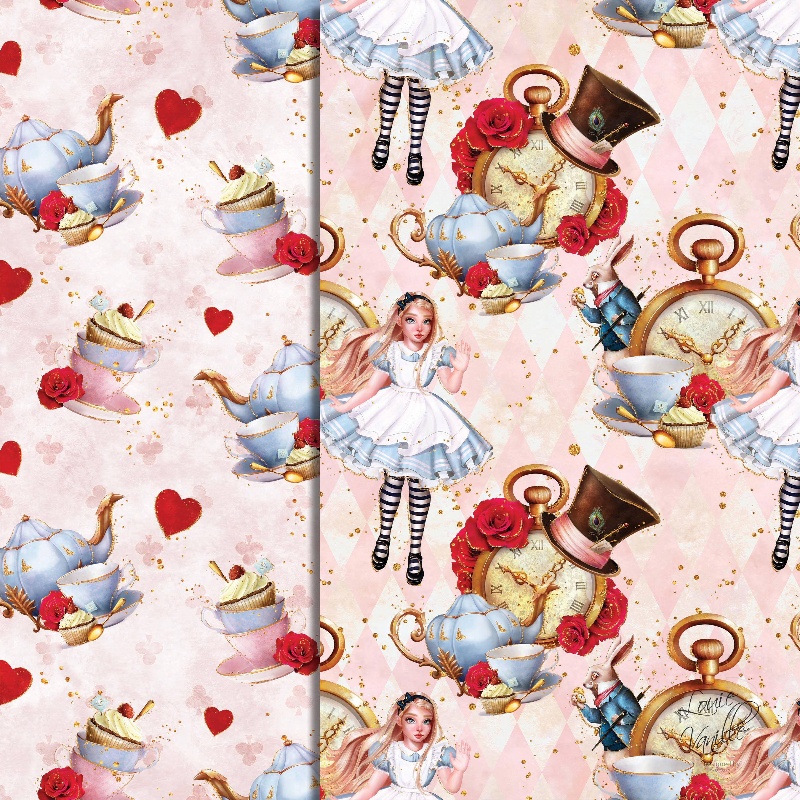 Alice in Wonderland Seamless Digital Paper Fantasy Paper Kit - Etsy