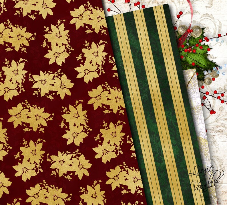 Golden Christmas Digital Paper Christmas Digital Paper - Etsy