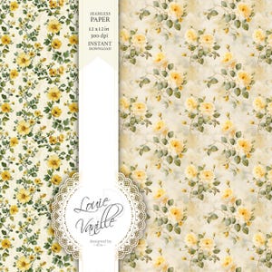 Yellow Roses Digital Paper Pack: Seamless Shabby Chic Backgrounds ...