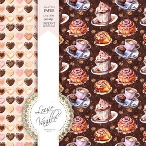Coffee Pink Digital Paper Pack, SEAMLESS Coffee Background Paper Set ...