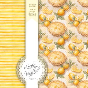 Lemon Dessert Digital Paper Pack, SEAMLESS Lemon Background Paper Set ...