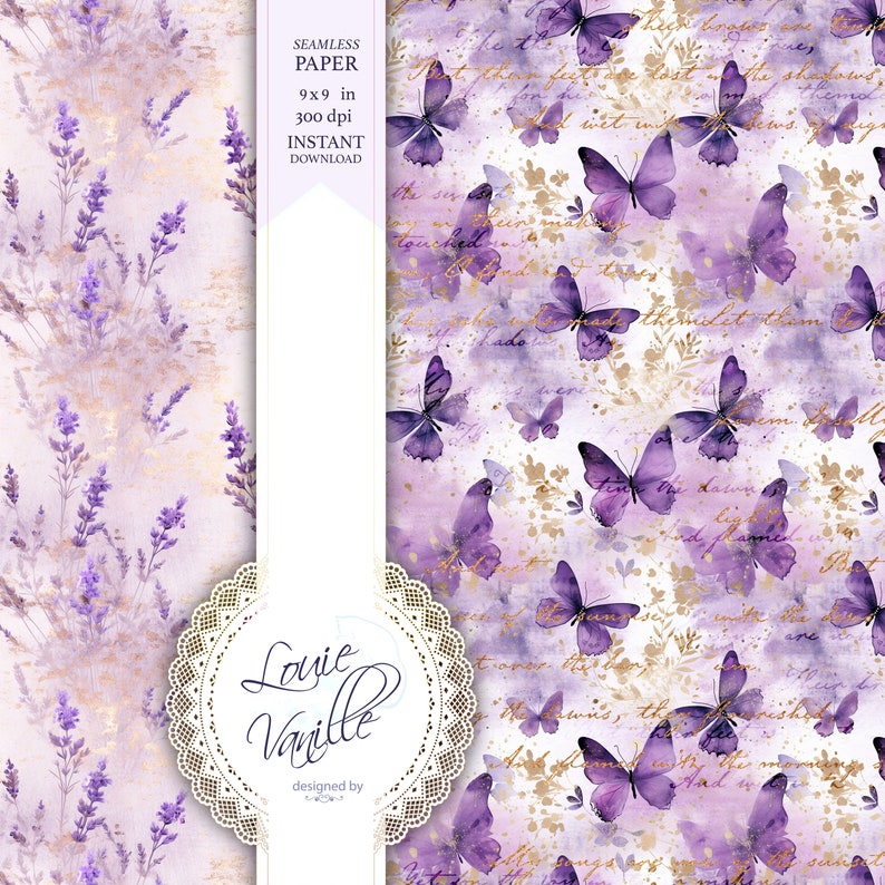 Lavender Digital Paper Pack, SEAMLESS Background Paper Set ...