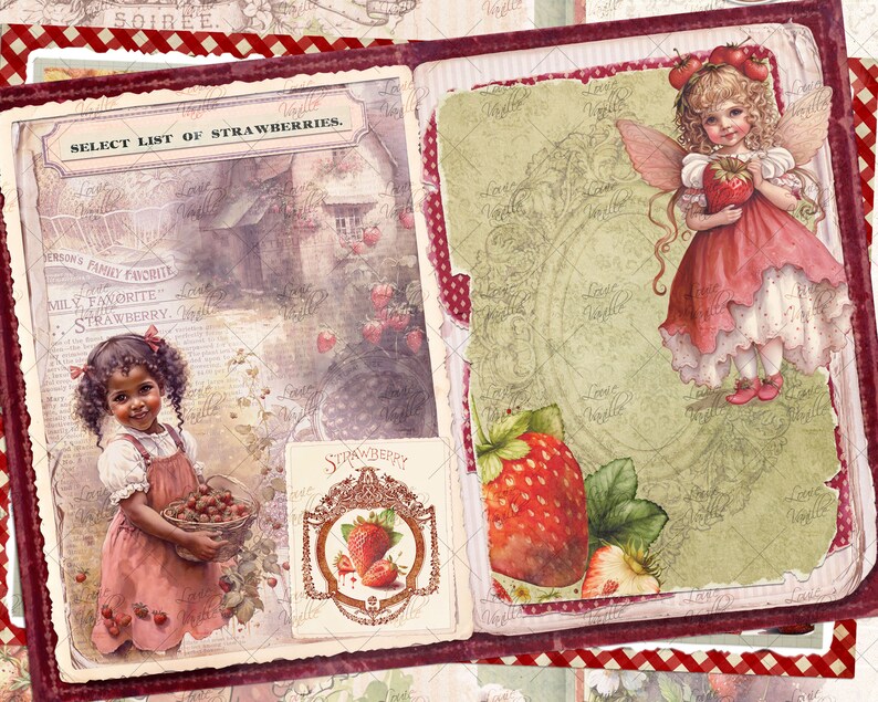 Junk Journal Kit Strawberry Printable Vintage Scrapbook Kit - Etsy