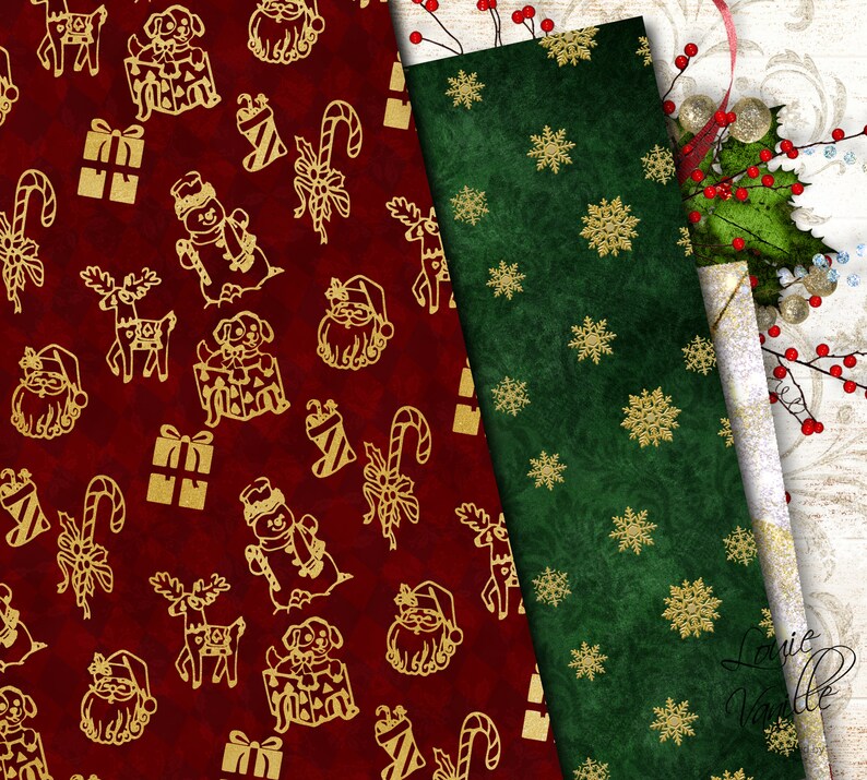 Golden Christmas Digital Paper Christmas Digital Paper - Etsy
