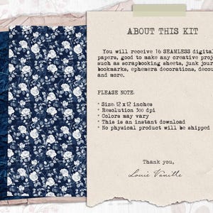 Dark Blue Texture Digital Paper Pack: Seamless Antique Designs (digital ...