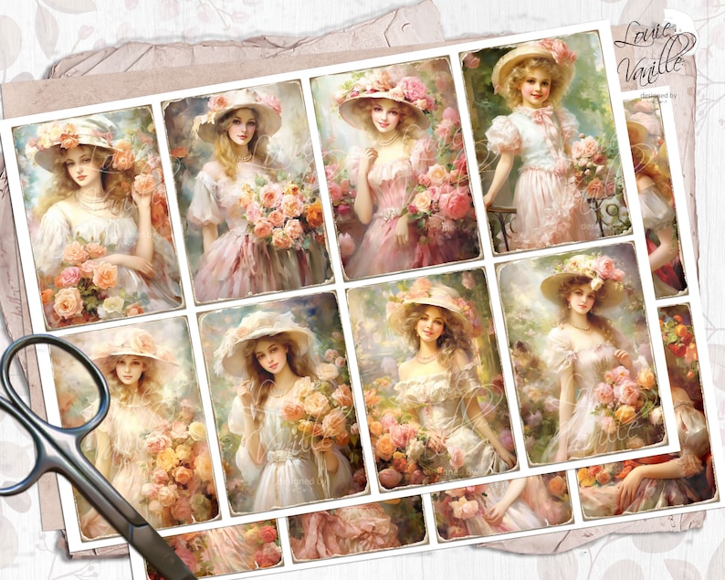 Scrapbooking Ephemera Vintage Shabby Chic Ladies Cards French Cottage ...