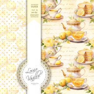 Lemon Dessert Digital Paper Pack, SEAMLESS Lemon Background Paper Set ...