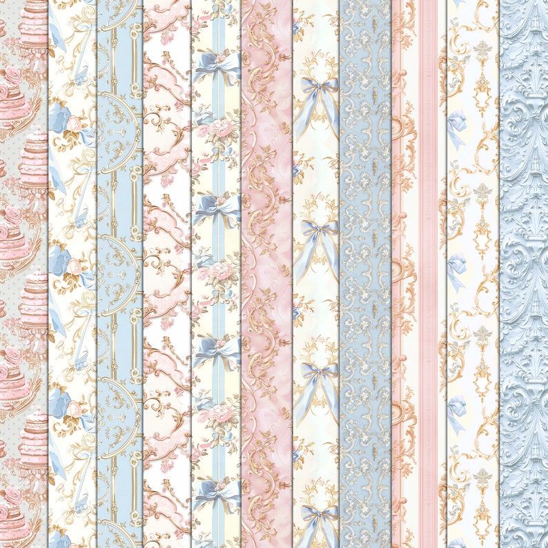 Marie Antoinette Digital Paper: 100 Rococo Scrapbook Backgrounds ...