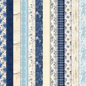 Vintage Blue Digital Papers, 100 Seamless Blue Background Papers, Blue ...