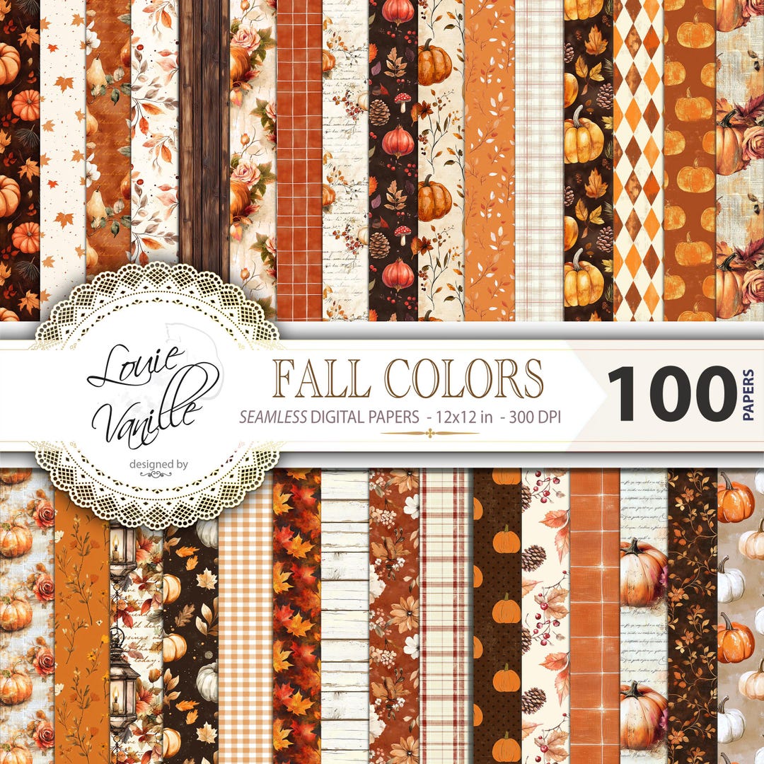 Fall Seamless Digital Paper: 100 Autumn Scrapbook Patterns (digital ...