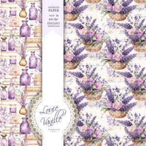 Lavender Digital Paper Pack, SEAMLESS Background Paper Set ...